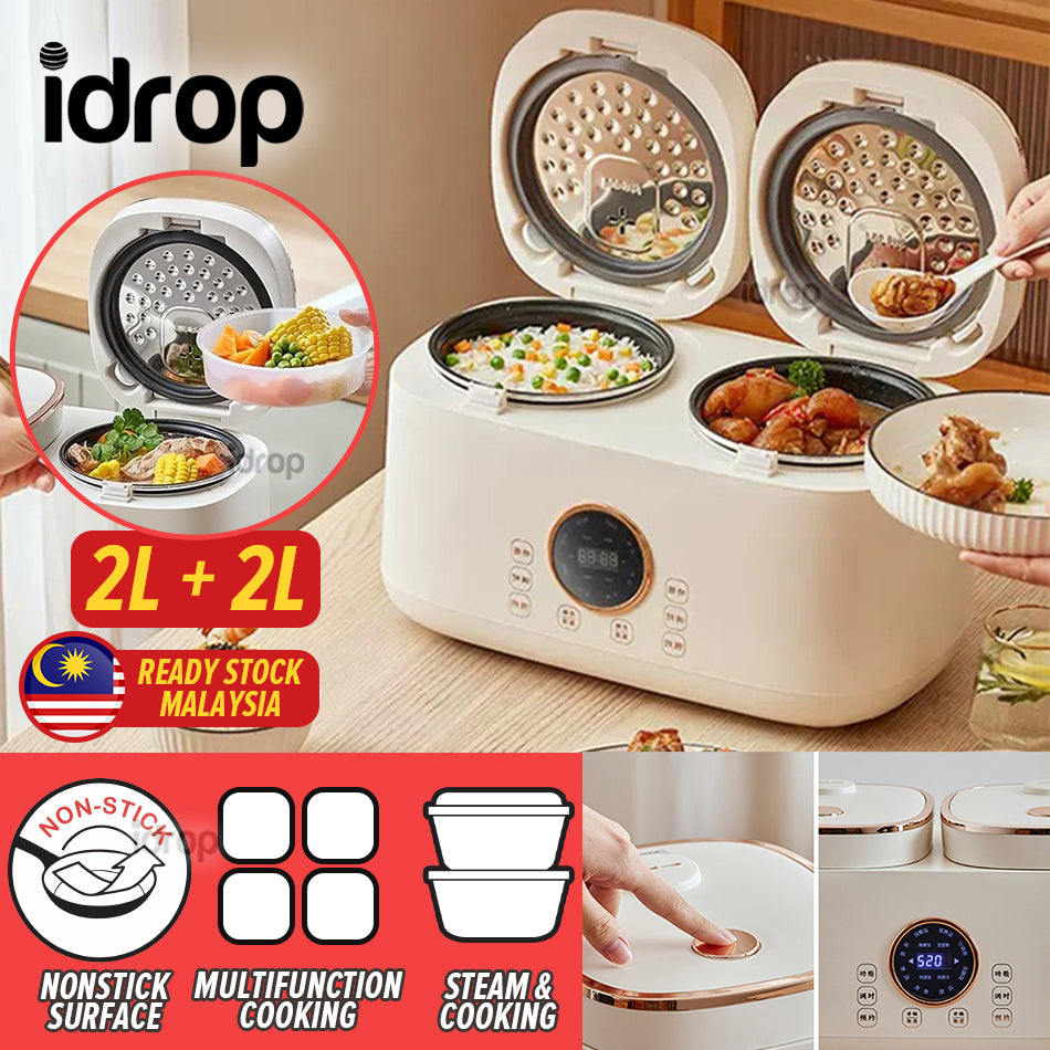 idrop [ 2 Liter ] 2 IN 1 Multifunction Smart Electric Health Rice Cook