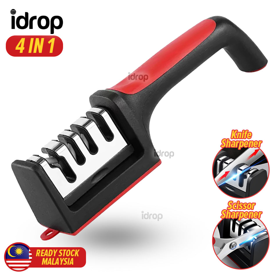 idrop [ 4 IN 1 ] Kitchen Knife & Scissor Fast Sharpener / Pengasah Laj