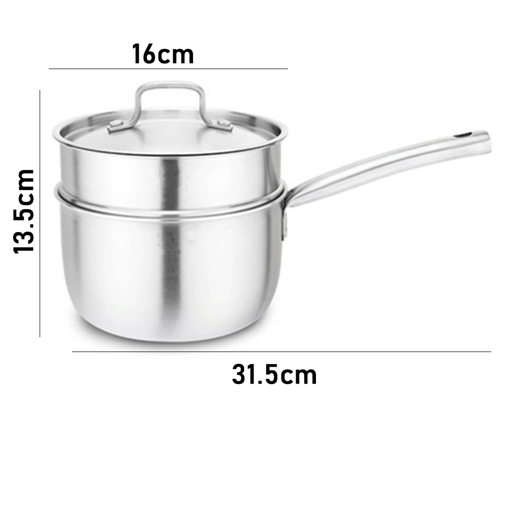 idrop 2 Layer Cooking & Steamer Pot With Handle [ 16cm / 1.6L ]