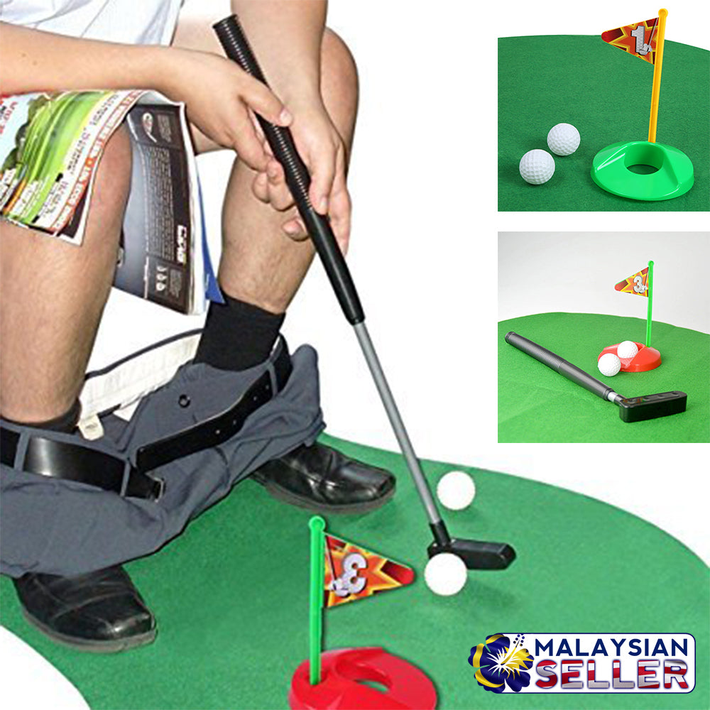 idrop Toilet Golf Potty Putter Toilet Putting Mat Golf Game for Bathro