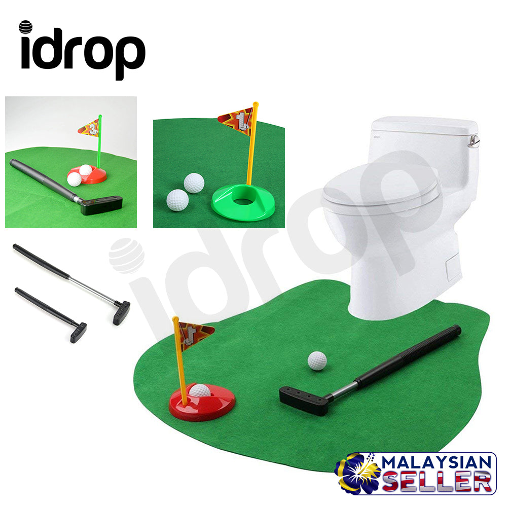 idrop Toilet Golf Potty Putter Toilet Putting Mat Golf Game for Bathro