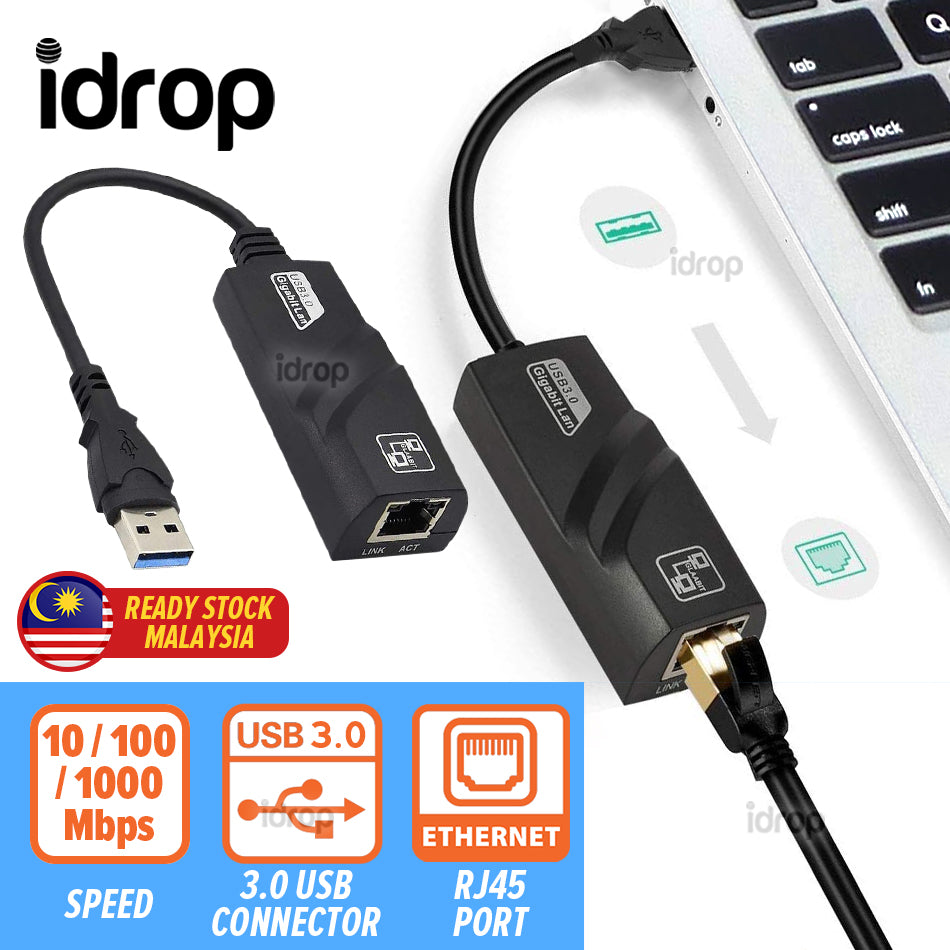 idrop USB 3.0 RJ45 Ethernet Adapter LAN Wireless Cable [ 10/100/1000 M