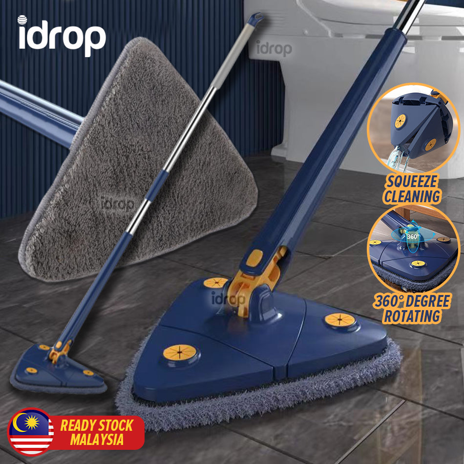 idrop Triangle Foldable Rotating Water Absorbant Flat Mop / Mop Lantai