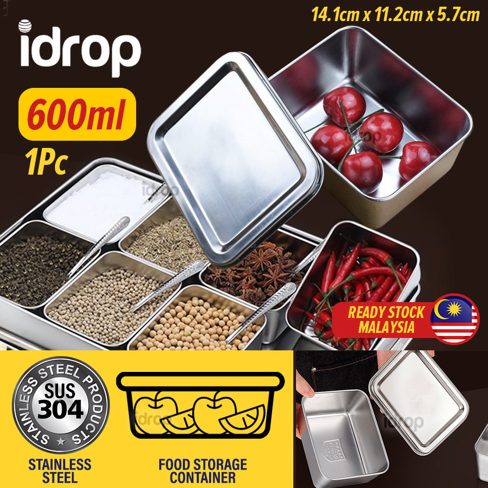 idrop [ 600ml ] Stainless Steel Food Sample Storage Box Container / Be