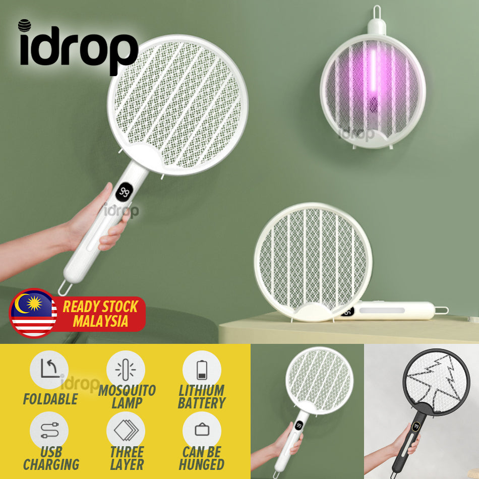 idrop Rechargeable Foldable Mosquito Swatter Zapper Killer / Raket Pem