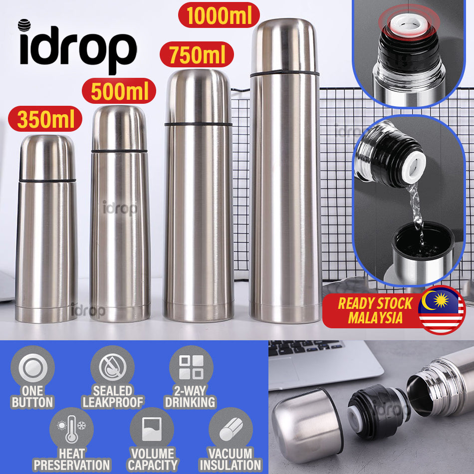 idrop SUS304 Stainless Steel Drinking Thermos Cup Flask / Termos Minum