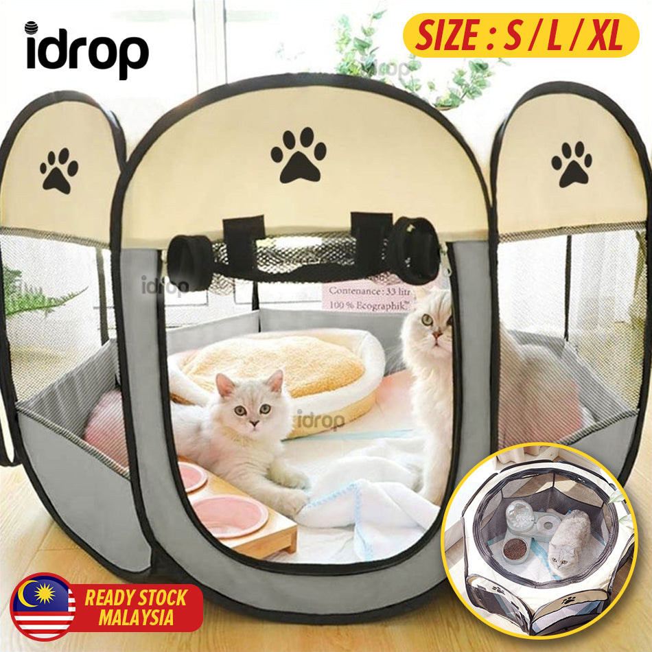 idrop Portable Folding Cat Dog Tent Foldable Pet House / Rumah Haiwan