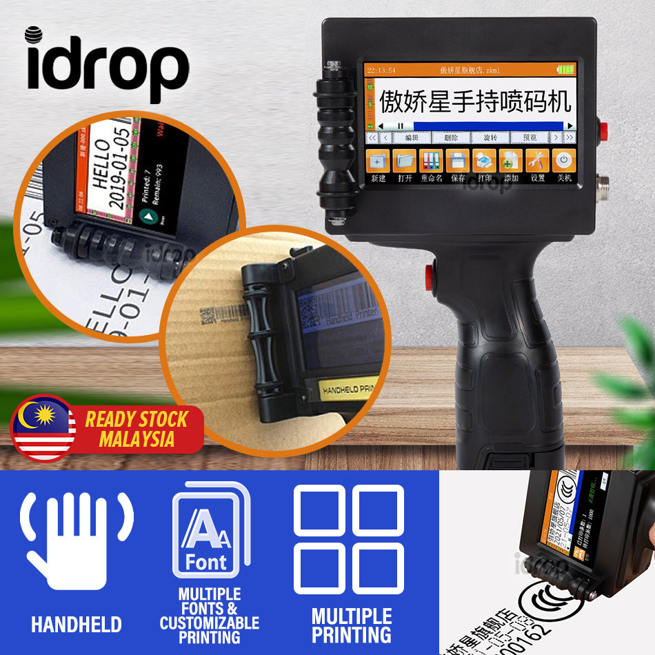 idrop Handheld Fast Print Inkjet label Printer / Pencetak Label Mudah